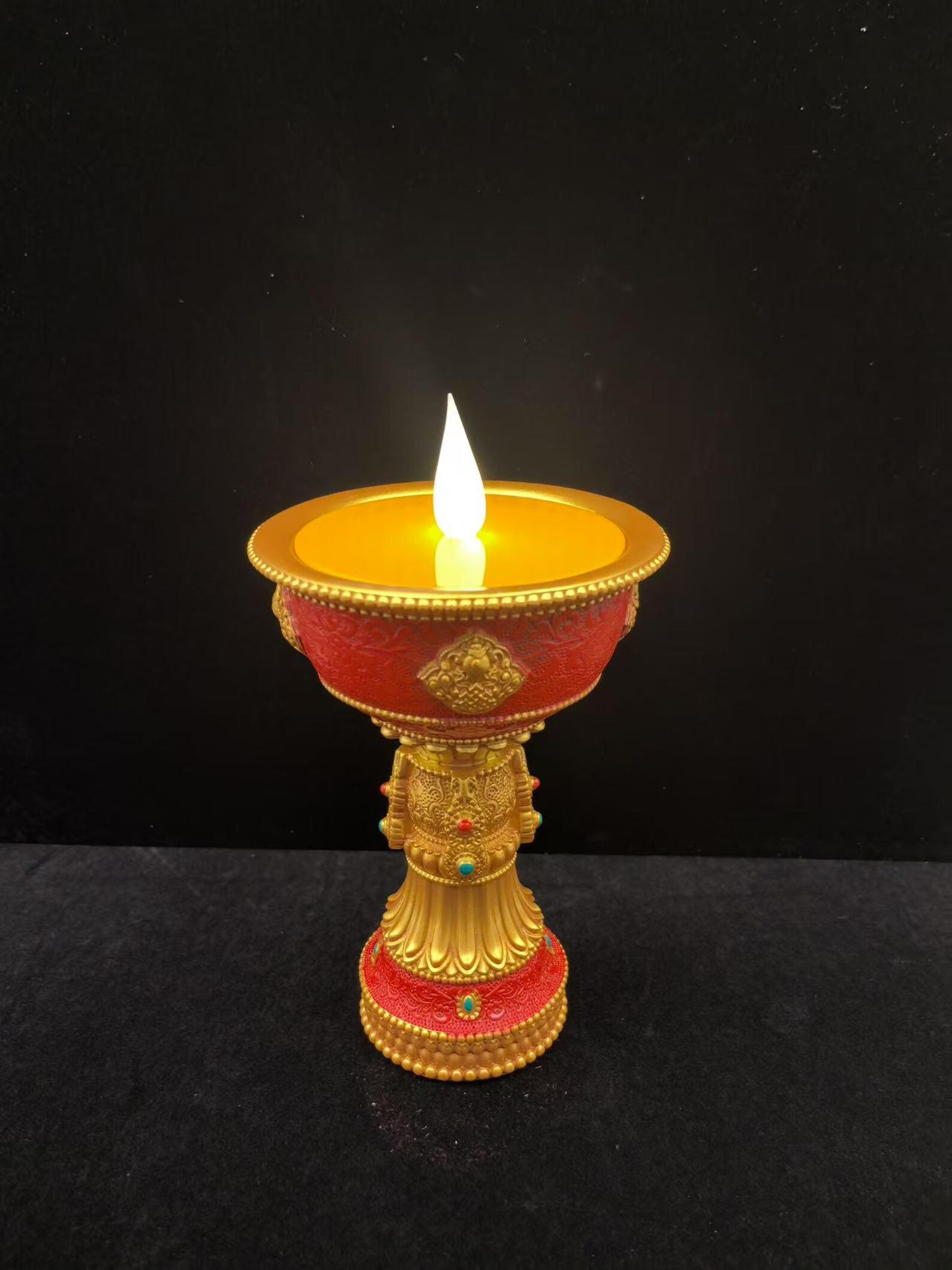 Pair of Tibetan Butter Lamps – Rechargeable LED Buddhist Altar ...