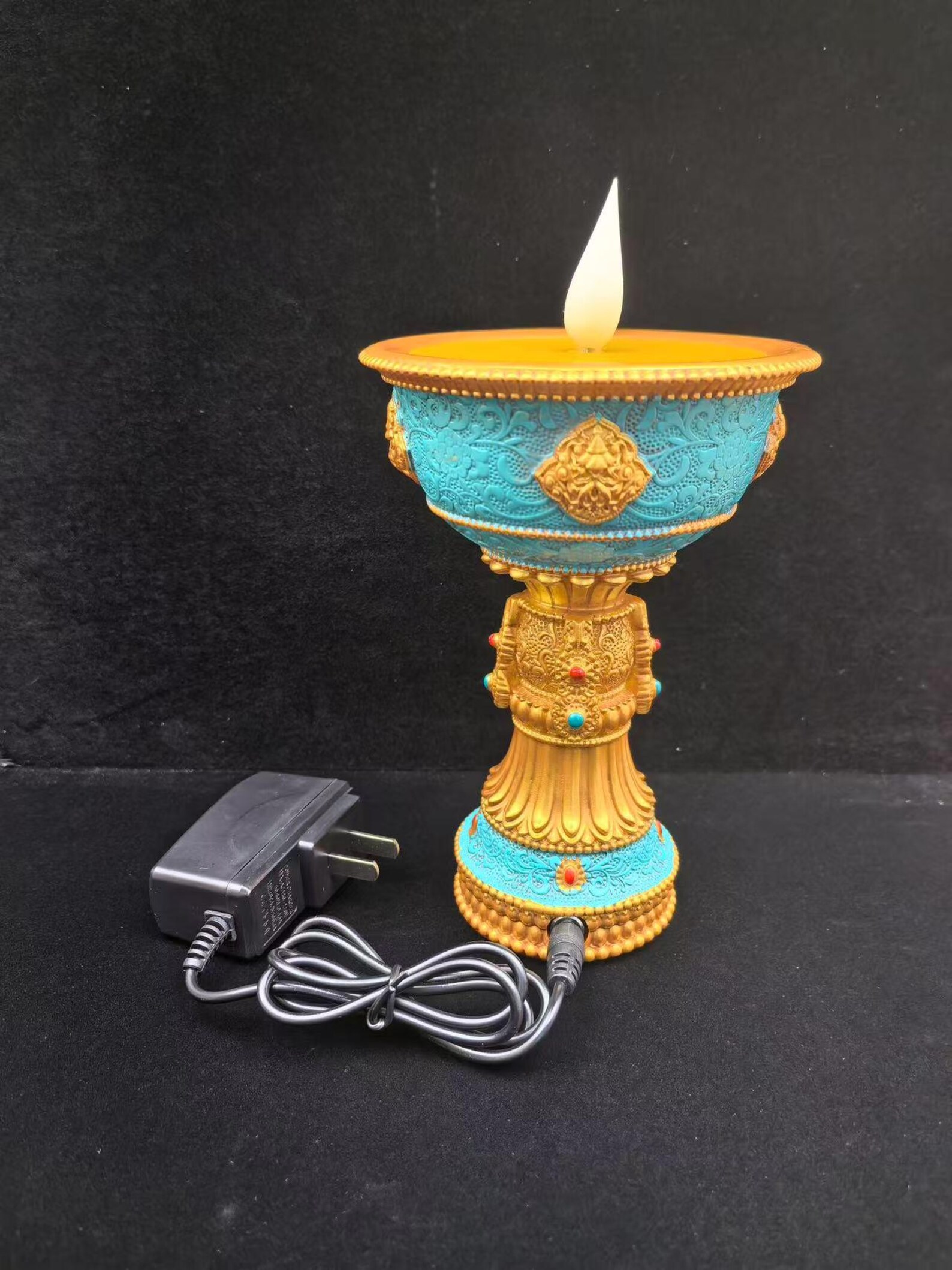 Pair of Tibetan Butter Lamps – Rechargeable LED Buddhist Altar ...