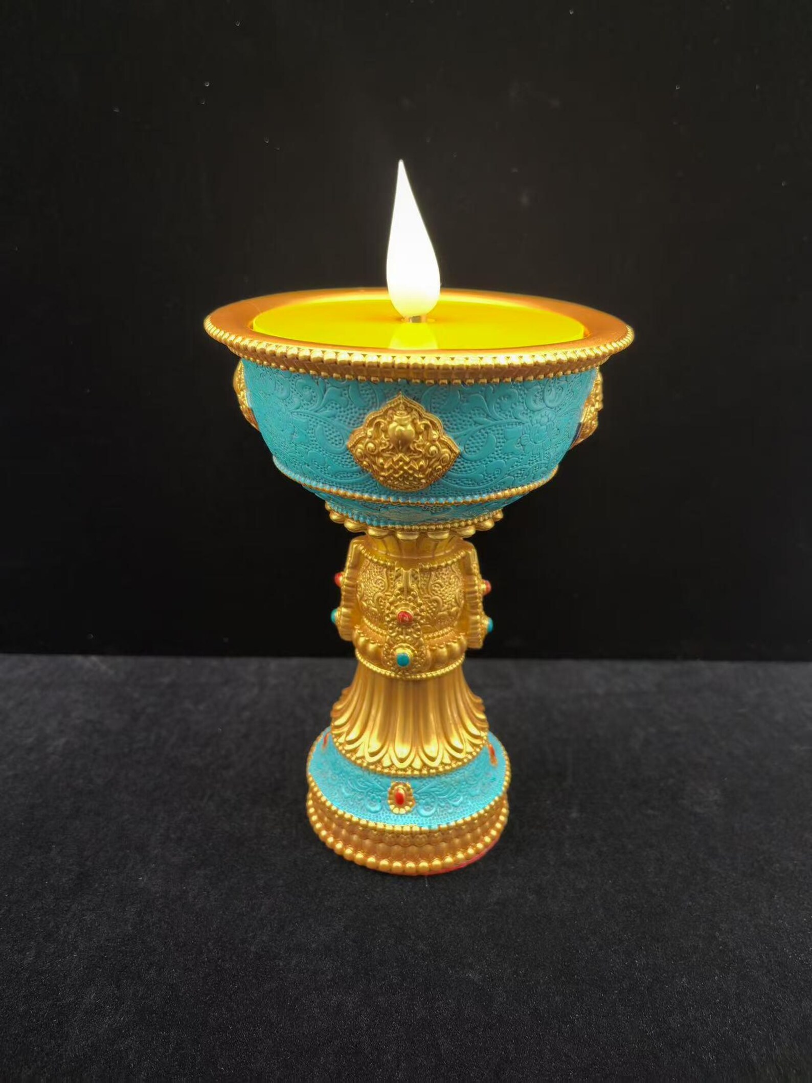 Pair of Tibetan Butter Lamps – Rechargeable LED Buddhist Altar ...