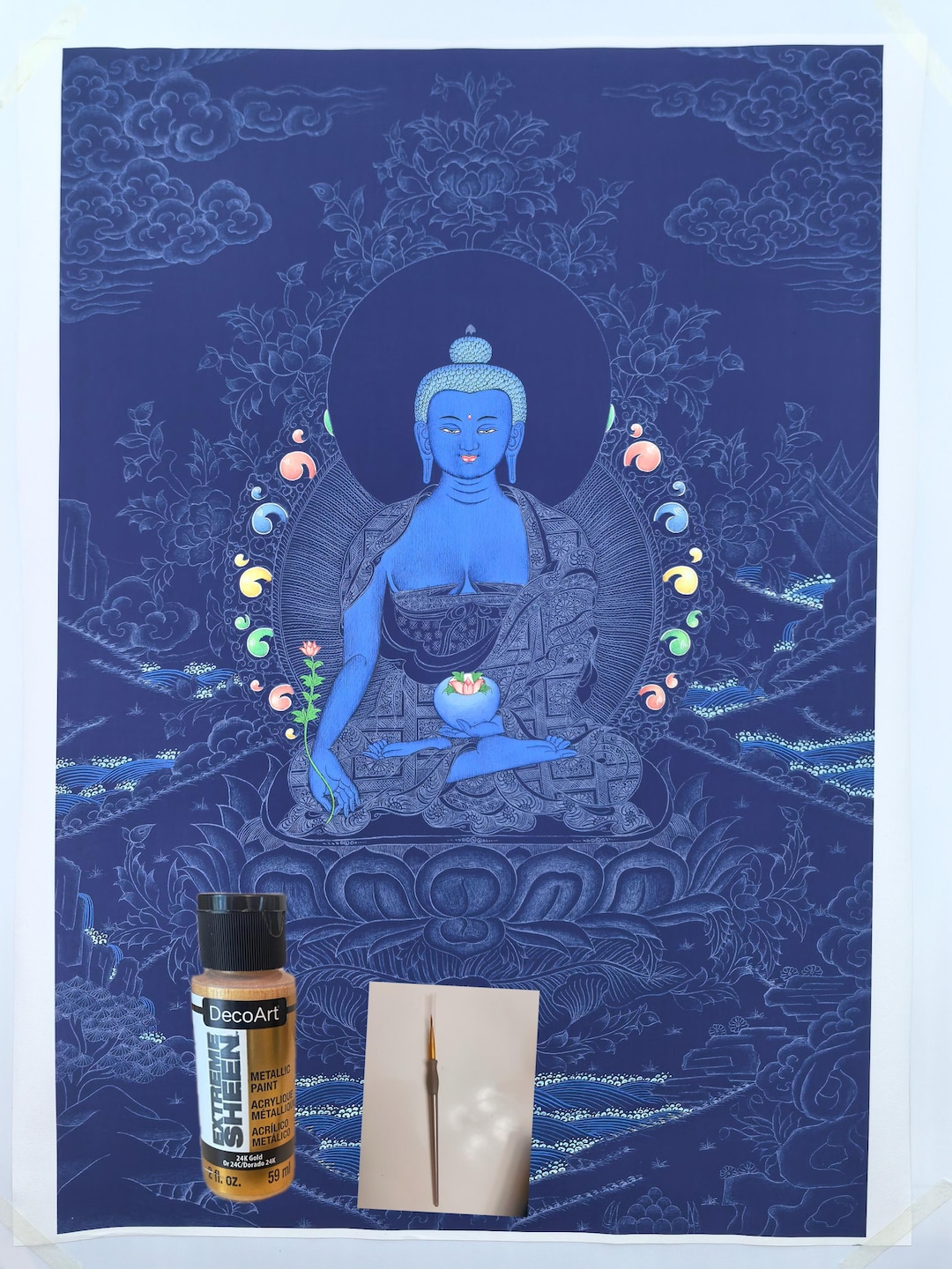 Medicine Buddha Thangka Canvas Kit – DIY Tibetan Buddhist Painting for ...