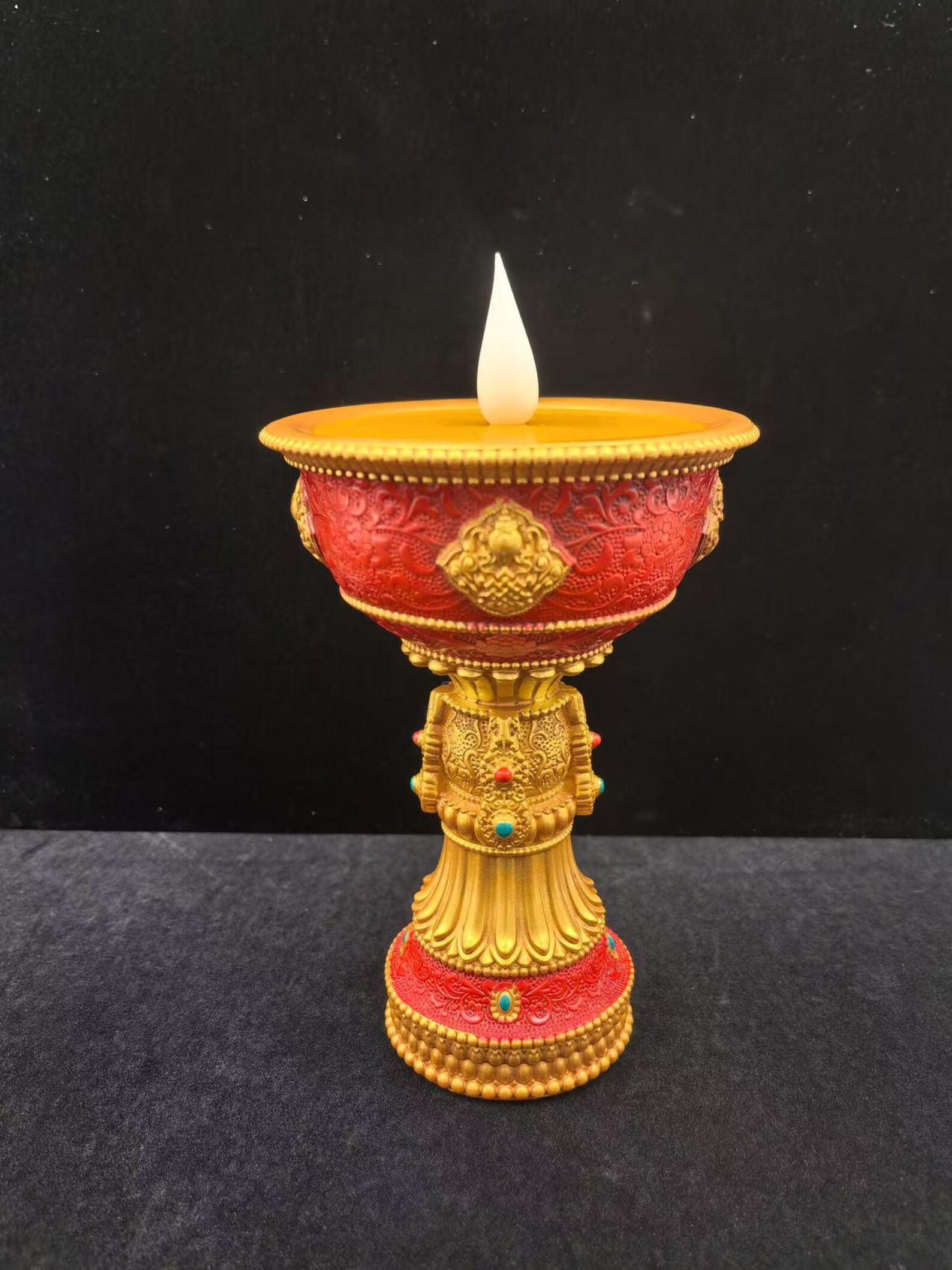 Pair of Tibetan Butter Lamps – Rechargeable LED Buddhist Altar ...