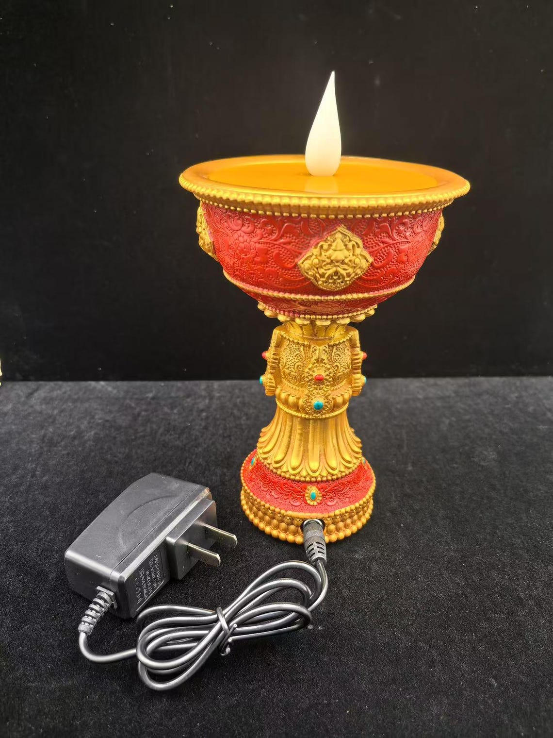 Pair of Tibetan Butter Lamps – Rechargeable LED Buddhist Altar ...