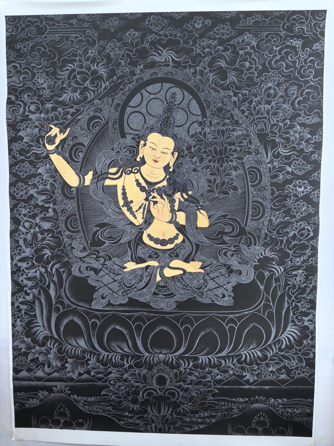 DIY Gold Scratch Art Kit, Manjushri Thangka Canvas, Tibetan Buddhist ...