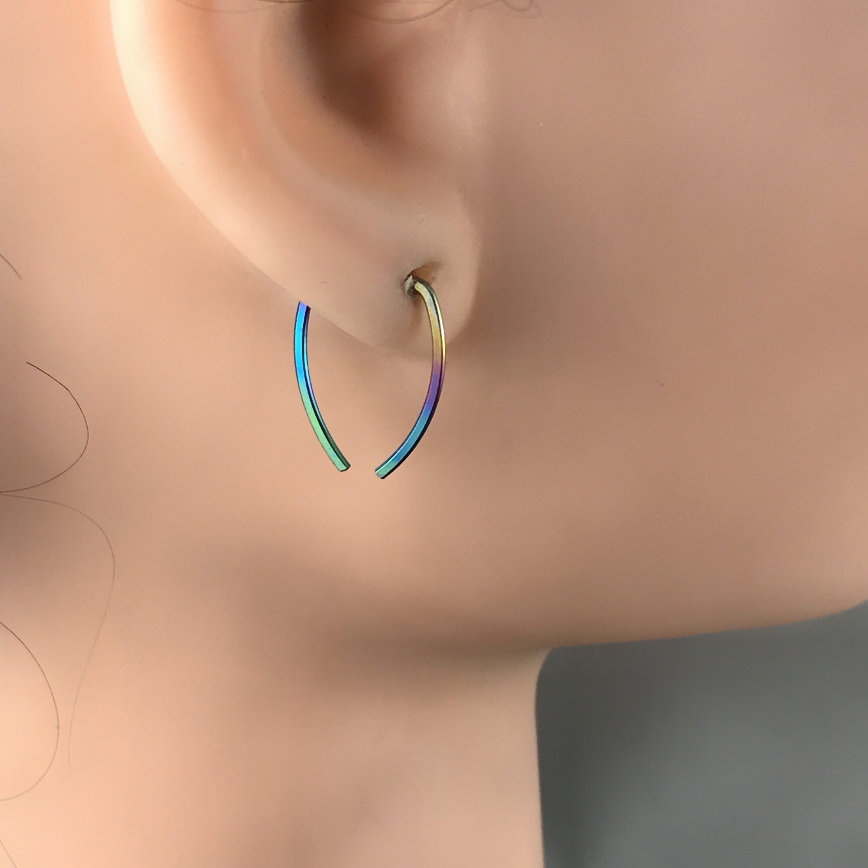 Tropical Rainbow Niobium Tiny Earrings Summer Hypoallergenic Sleepers
