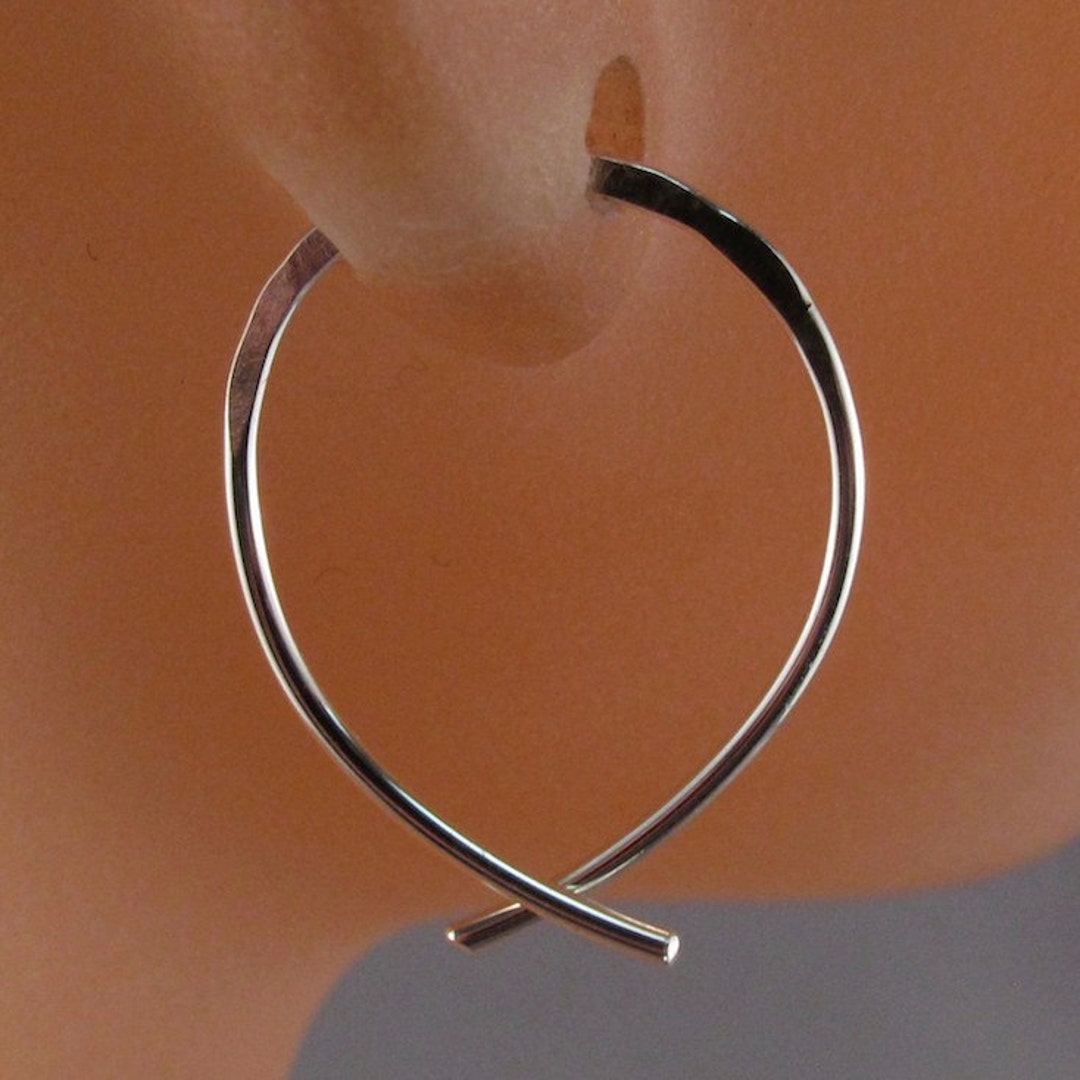 Small SILVER Hoop Earring . Sterling Silver. Child . Everyday. Minimal ...