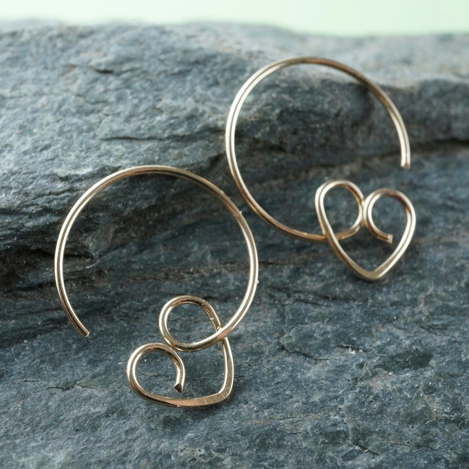 GOLD HEART HOOP Earring Sleeper Small Hoop Gold Filled - Etsy