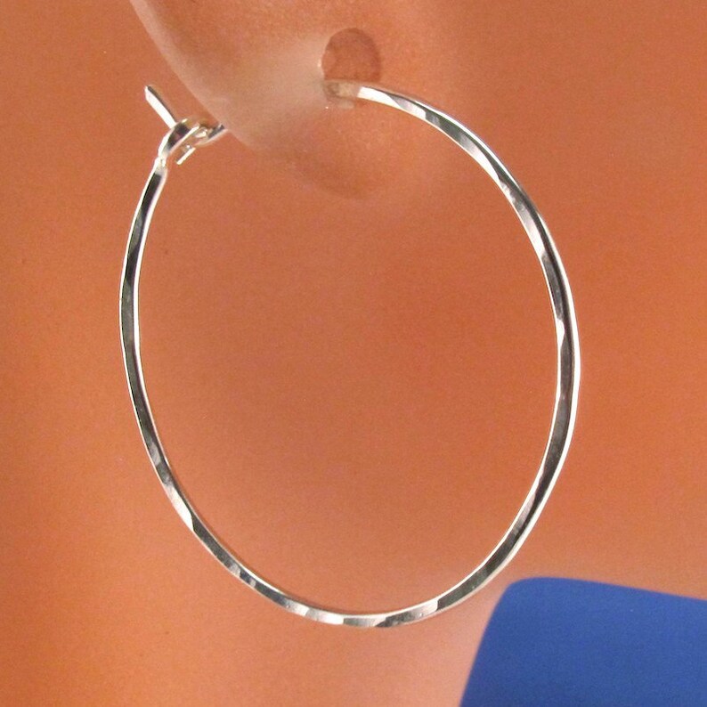 Inch Silver Hoops . Sterling Hoops. Hammered Sterling Silver - Etsy
