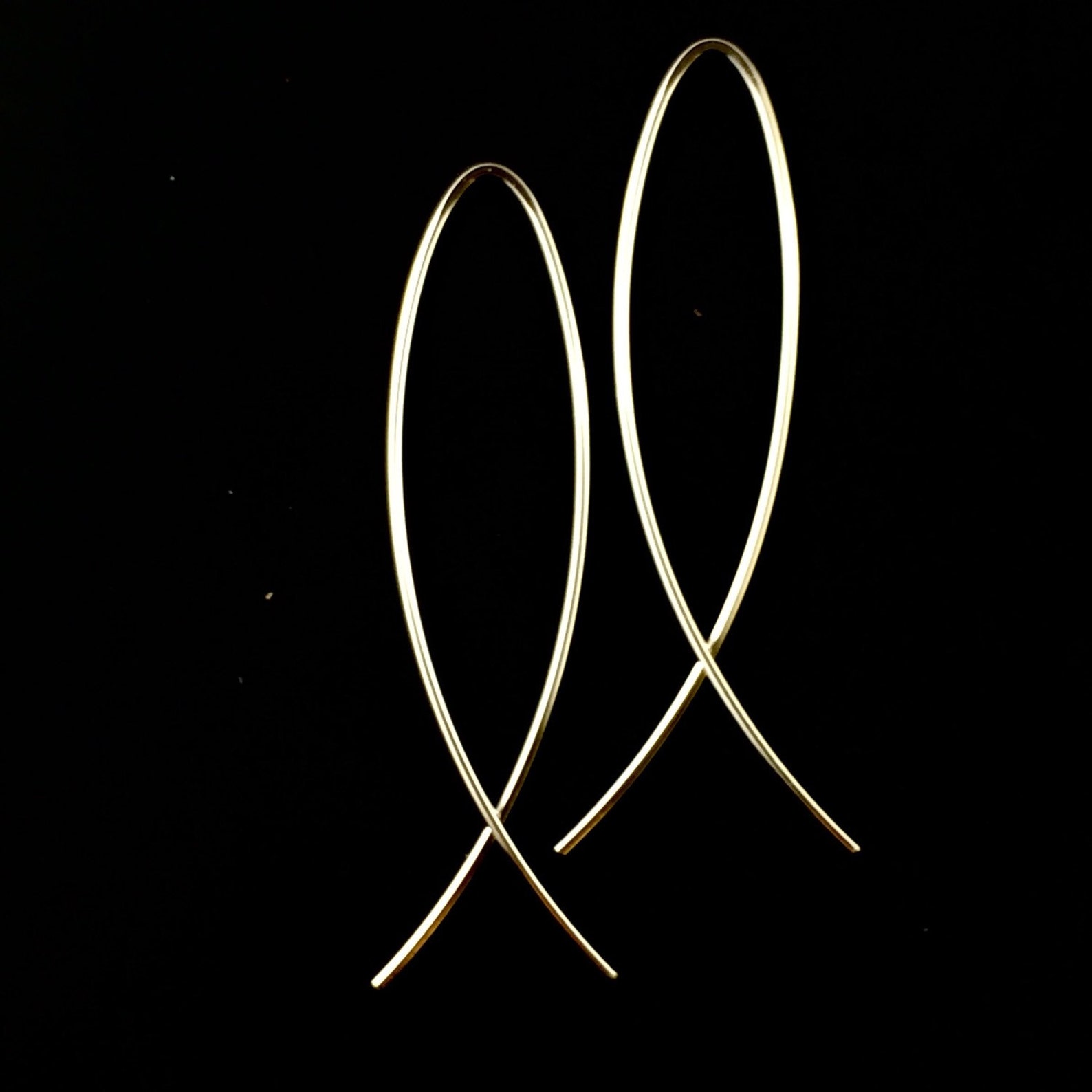 Long Lightweight Minimal Earrings Choose Metal and Length | Etsy