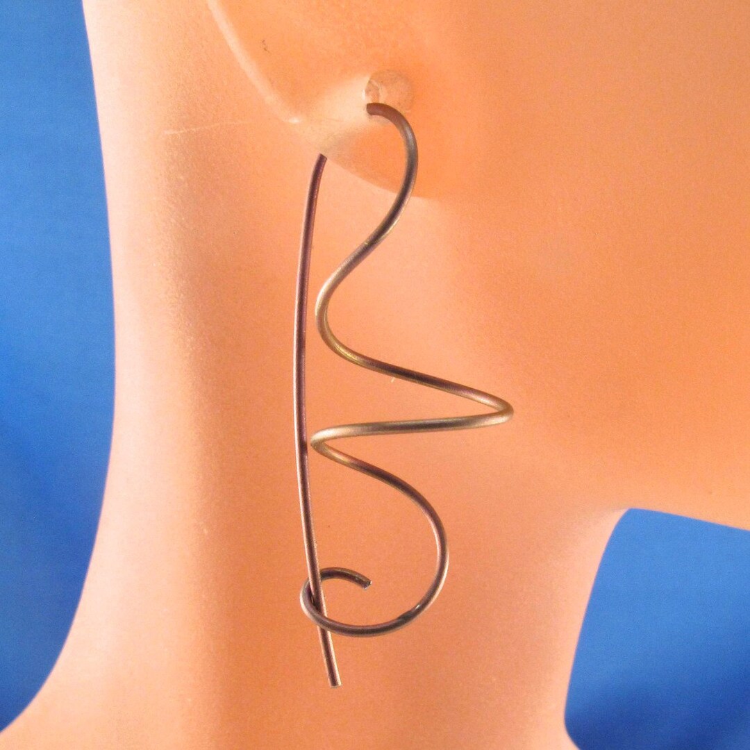 TITANIUM WIRE EARRINGS. Rose Pink Wire Coil Earring, Spiral, Corkscrew ...