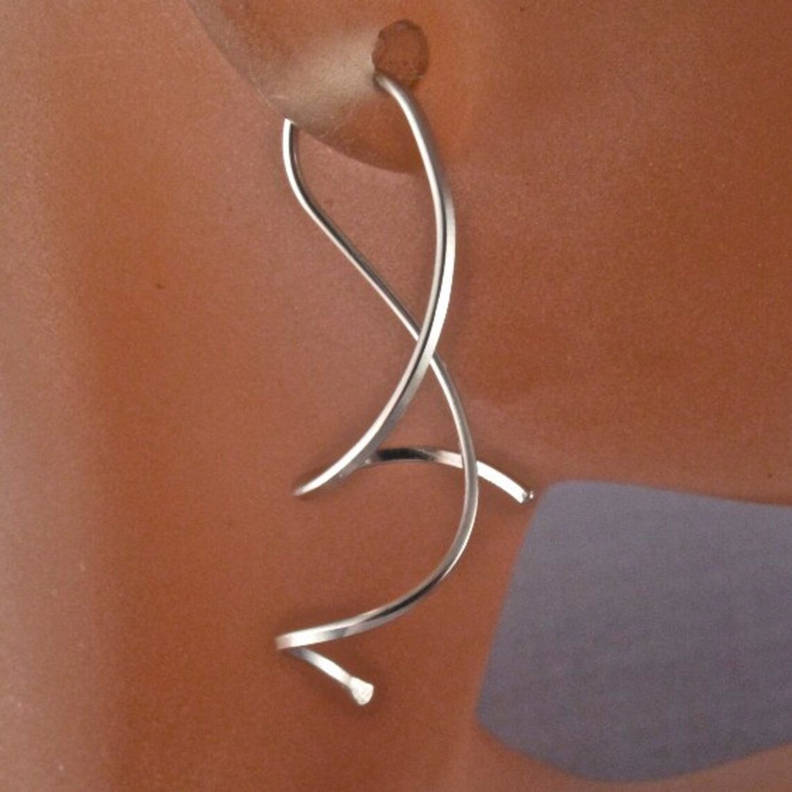 Sterling Silver SPIRAL EARRING. Twist. Coil. Corkscrew Simple - Etsy