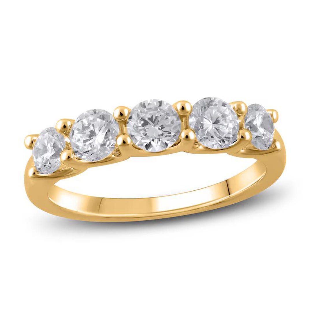 0.50ct Lab Grown Round Cut Five Stone Diamond Ring D Color VVS1 Clarity ...