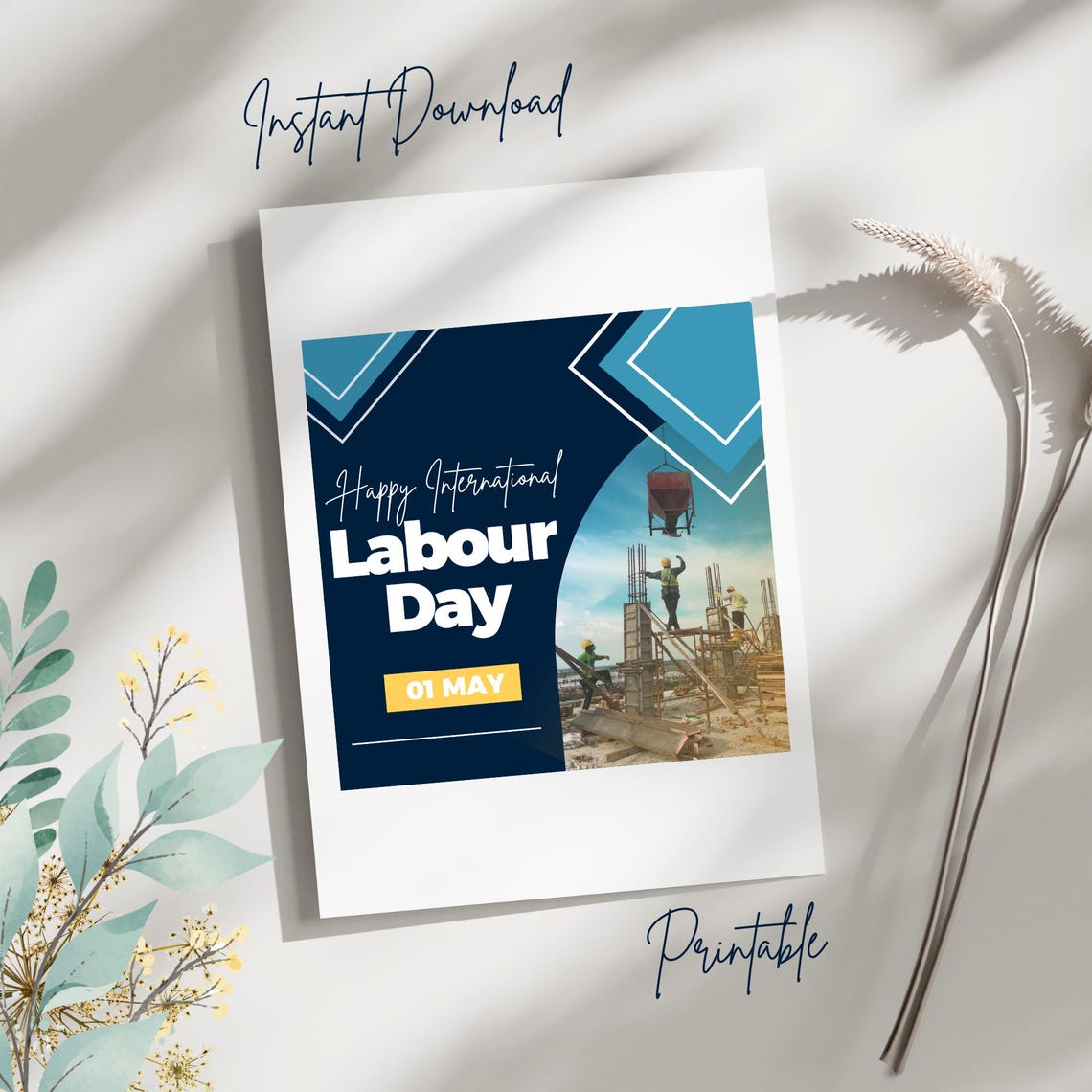 Printable Labour Day Card, Worker’s Day Design, Celebrate Worker’s Day ...