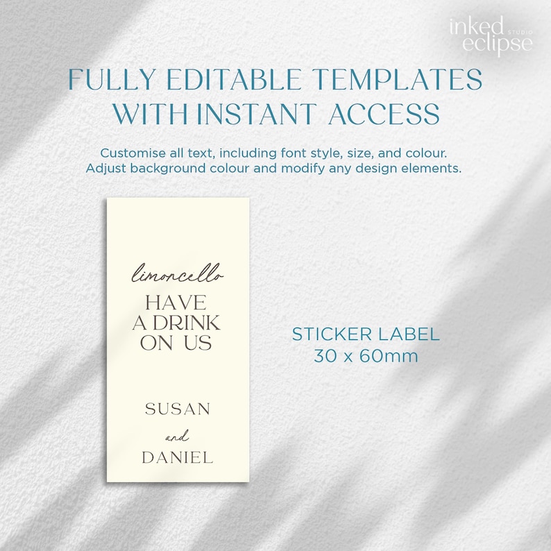 Limoncello Wedding Favor Label Template: Editable Bottle Sticker (canva ...