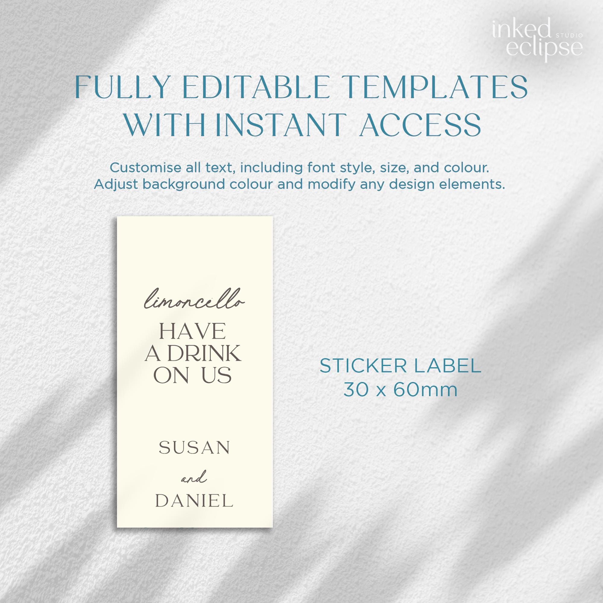 Limoncello Wedding Favor Label Template: Editable Bottle Sticker (canva ...
