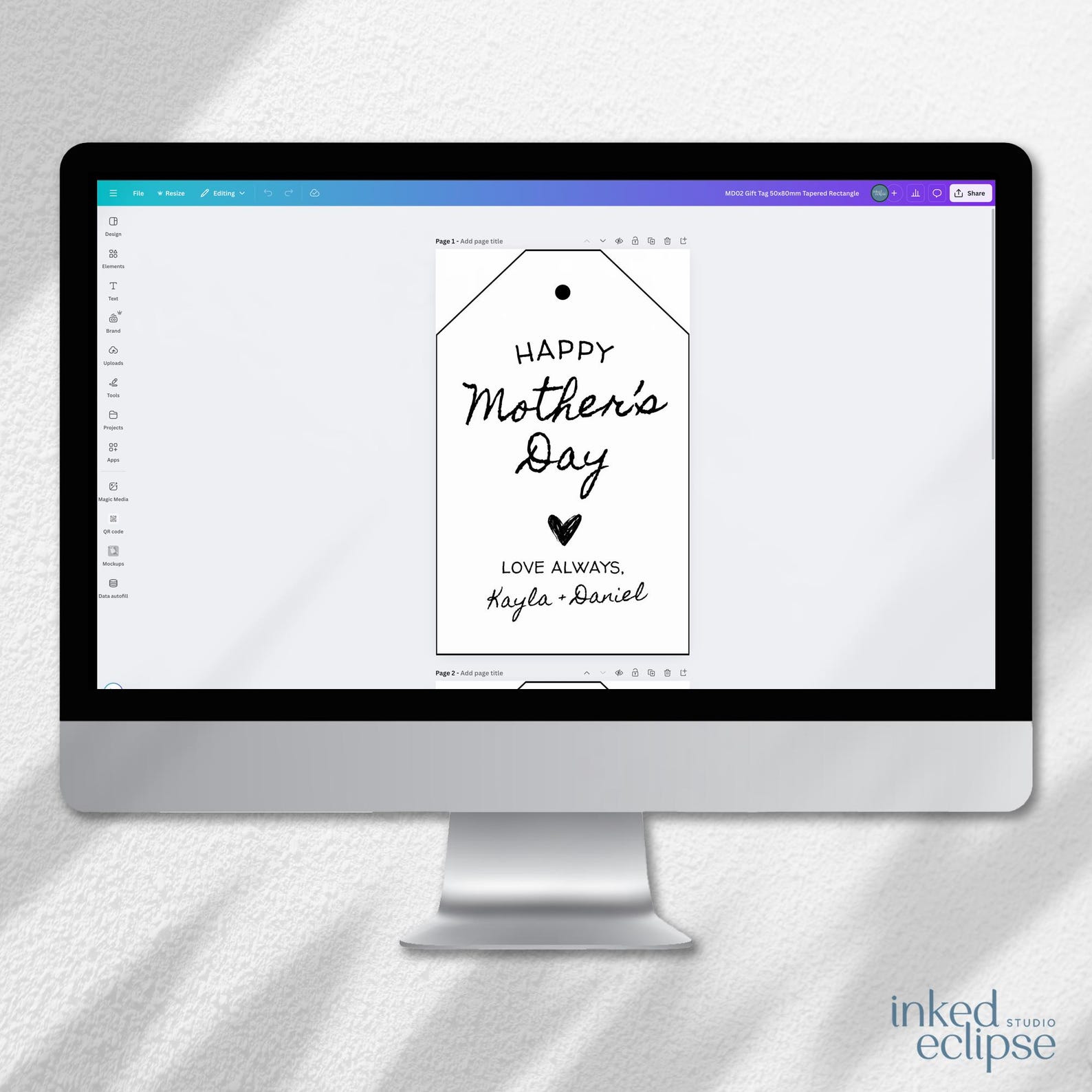 Mother's Day Gift Tag Printable, Minimalist Design (editable Canva ...
