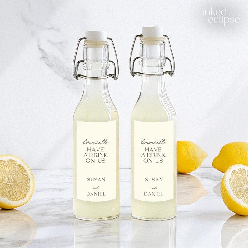 Limoncello Wedding Favor Label Template: Editable Bottle Sticker (canva ...