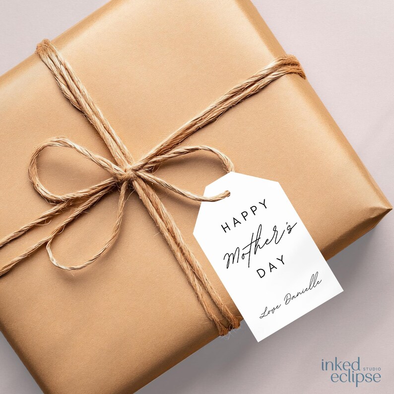 Happy Mother's Day Gift Tag Printable Rectangle Template, Minimalist ...