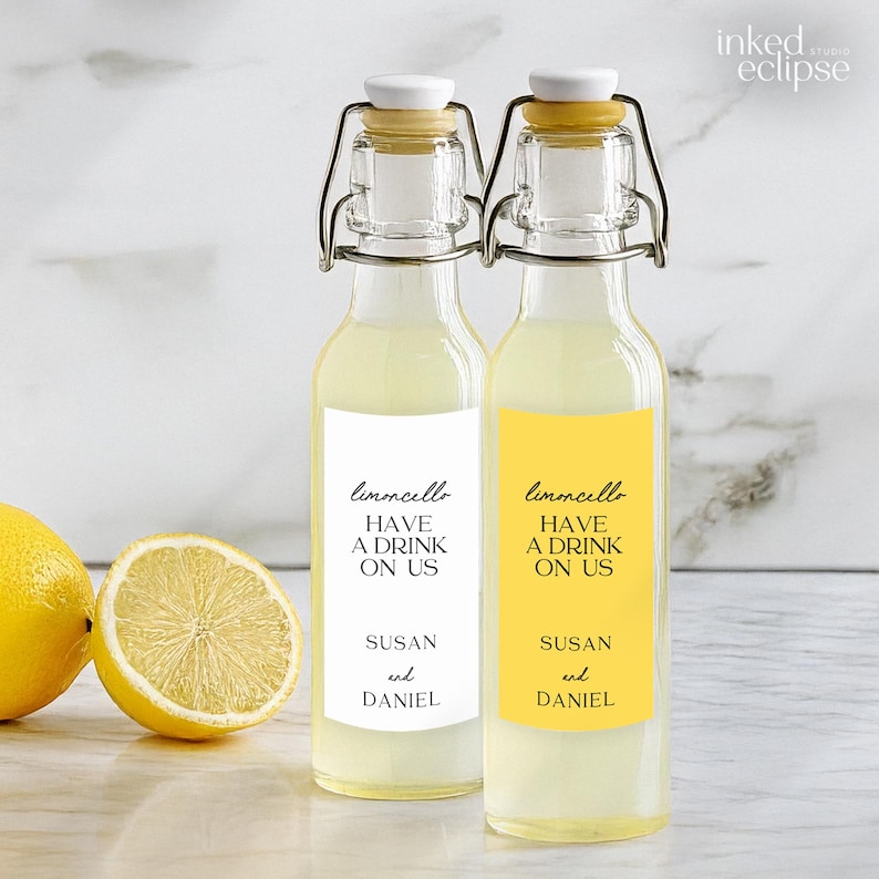 Limoncello Wedding Favor Label Template: Editable Bottle Sticker (canva ...