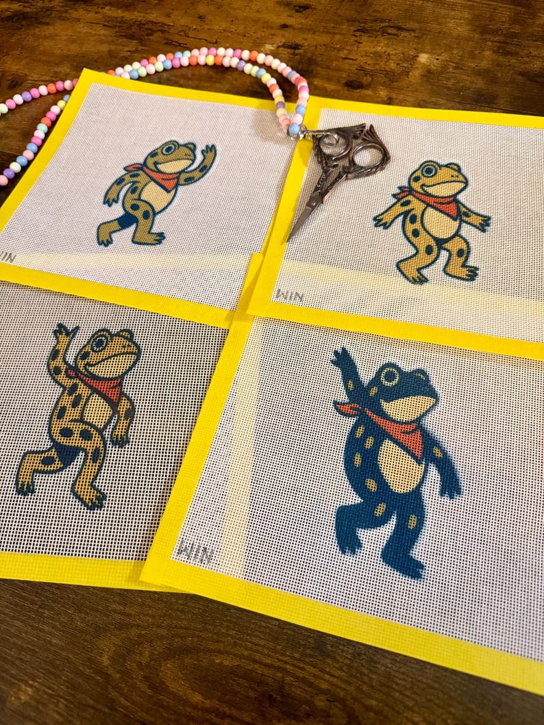 Dancing Frog Pro-democracy Protest Printed Needlepoint Canvas 18 Mesh ...