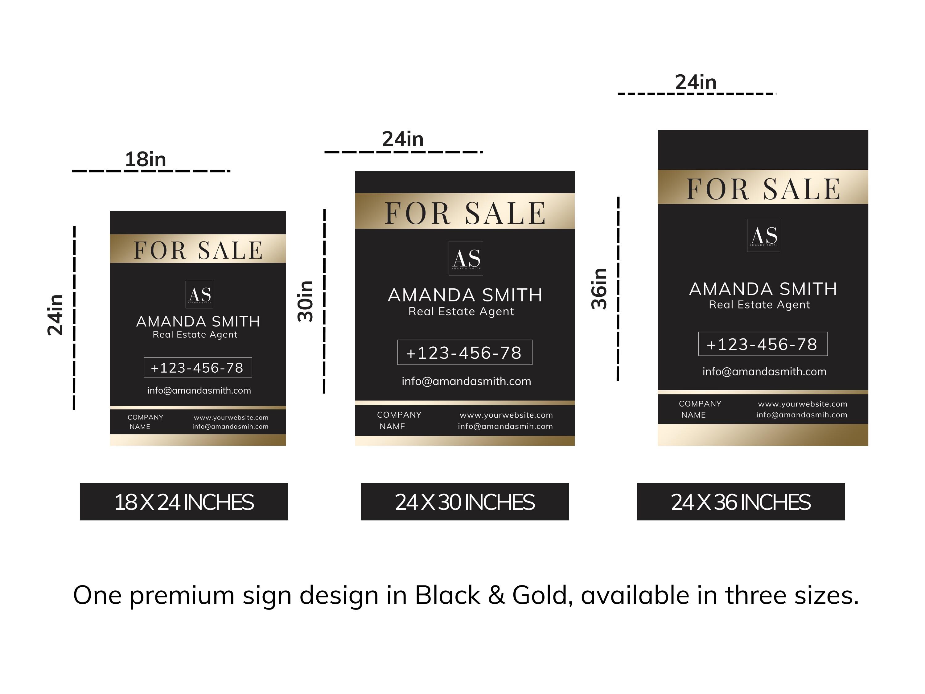 Gold & Black Real Estate Sign Template, Realtor Yard Sign (canva) - Etsy