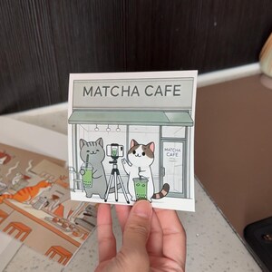 Matcha Cafe Cat Digital Print- Cute Minimalist Illustration - Etsy