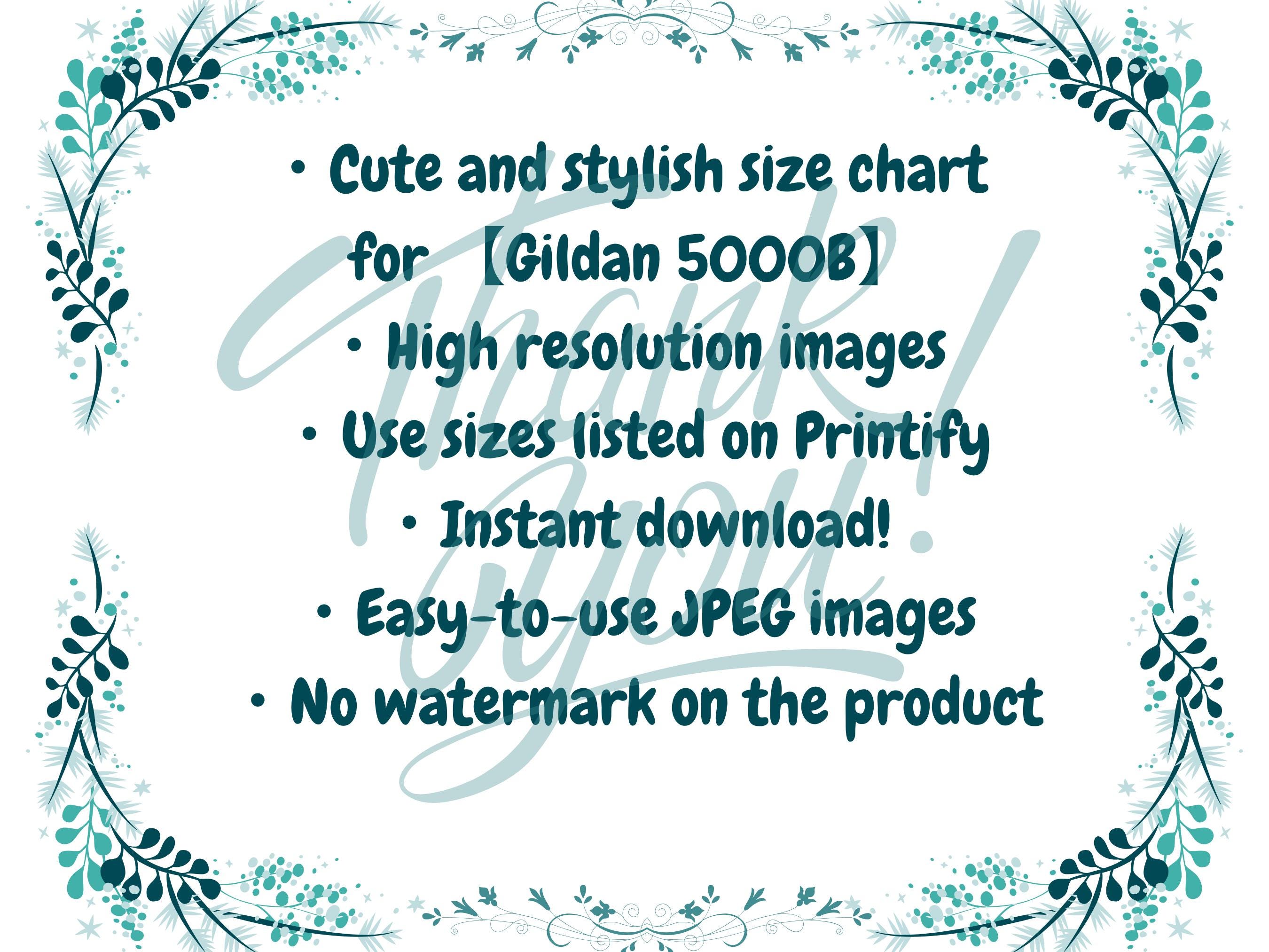 Gildan 5000B Size Chart Mockup, Gildan Kids Cotton Tshirt Size Guide ...