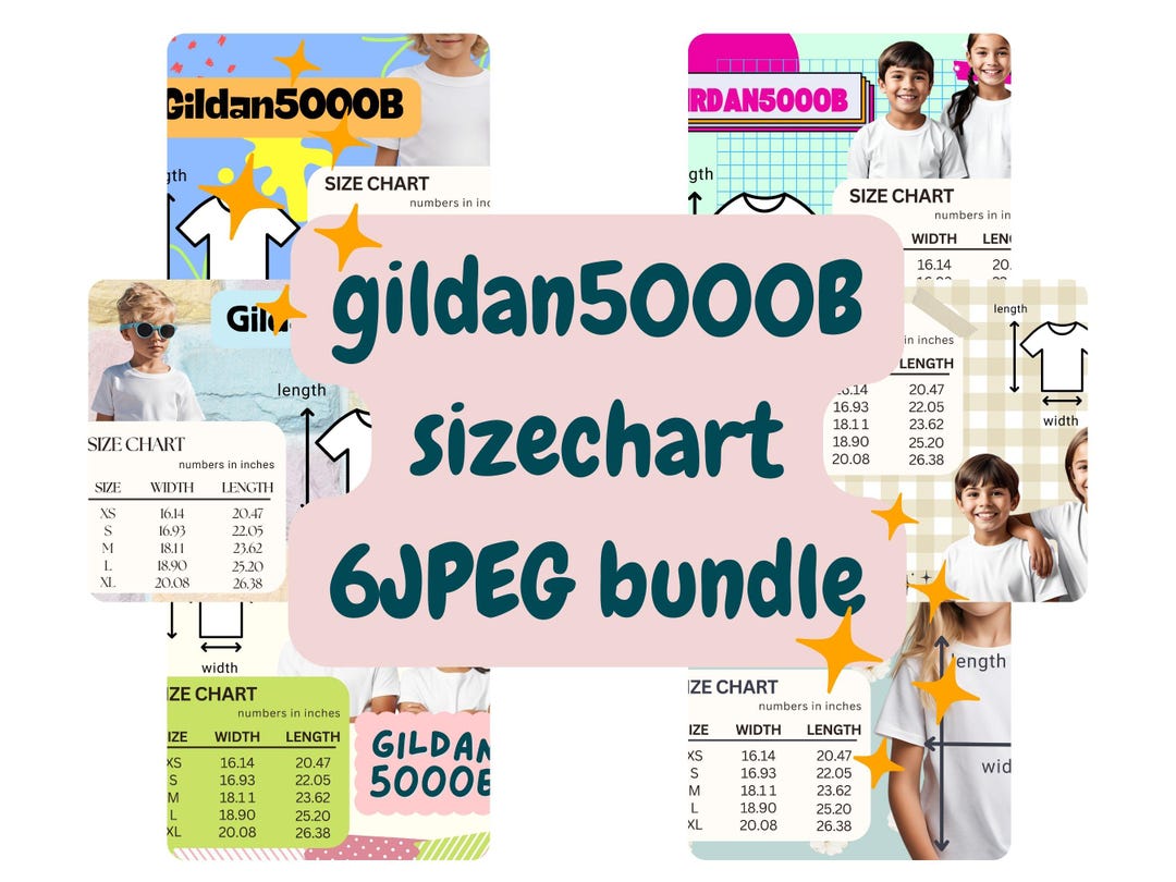 Gildan 5000B Size Chart Mockup, Gildan Kids Cotton Tshirt Size Guide ...