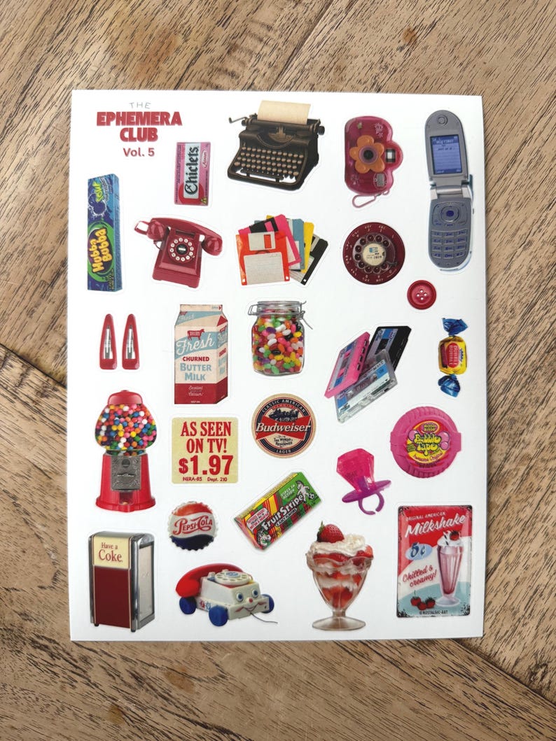 Retro Nostalgia Sticker Sheet • Vintage Throwback Stickers • 90s 2000s ...