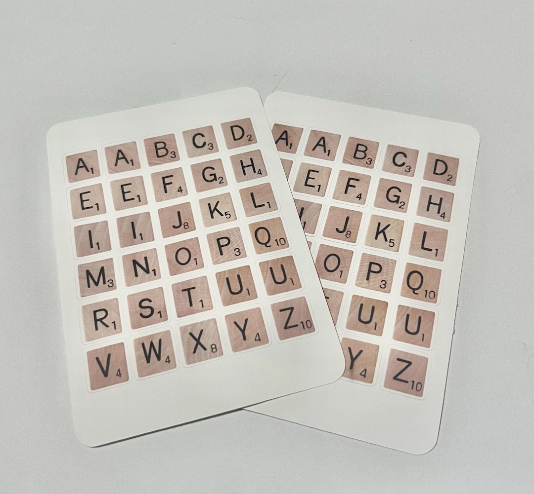 Scrabble Tile Alphabet Sticker Sheet – Vintage Wooden Letter Stickers ...