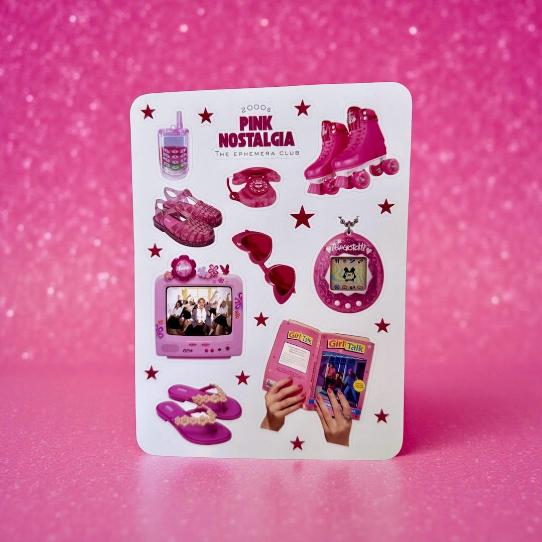 Pink Nostalgia Sticker Sheet | 2000s Y2K Stickers for Junk Journaling ...