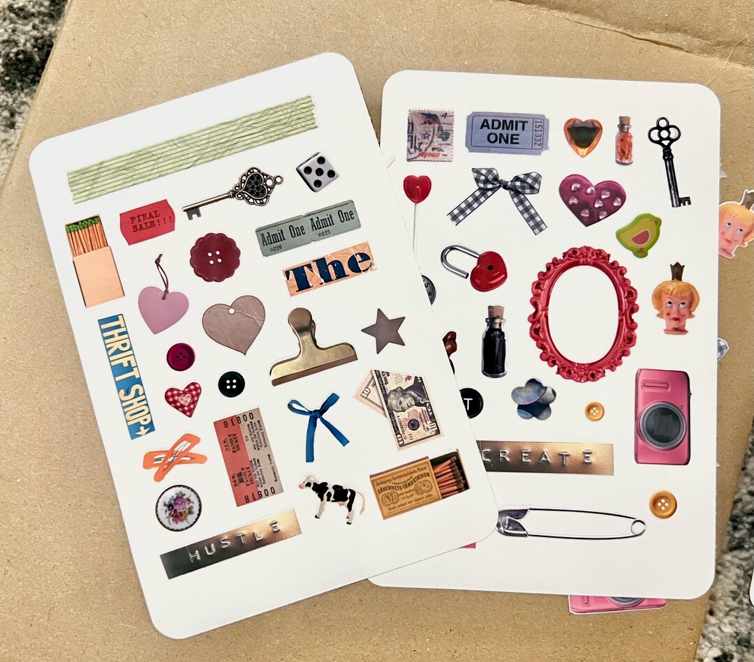 Trinket & Thrift Sticker Sheet Vintage Ephemera Aesthetic, Thrift Store ...
