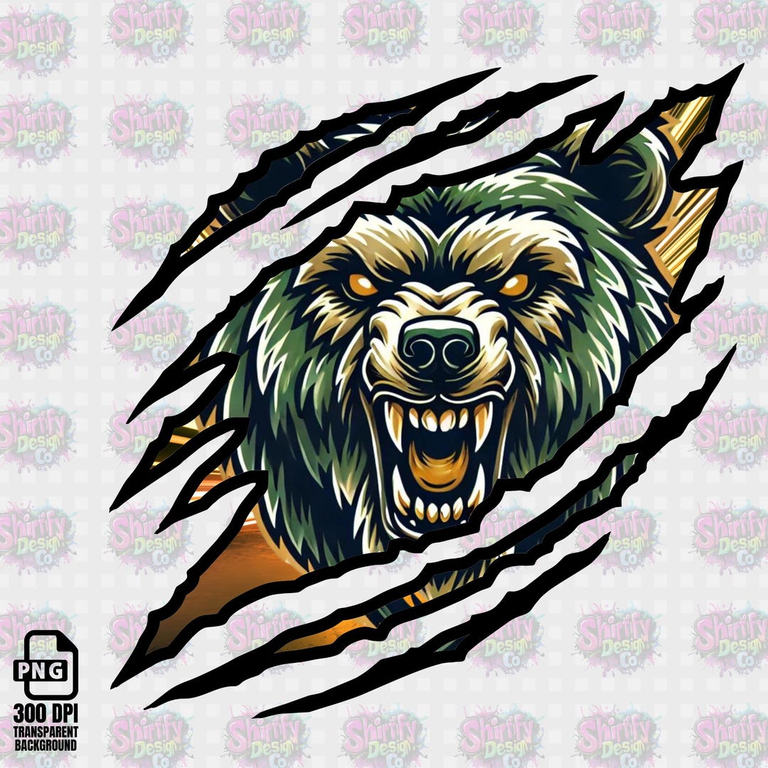 Bears Gold and Green Ripped PNG, Digital Download, Viral, DTF, 300 DPI ...