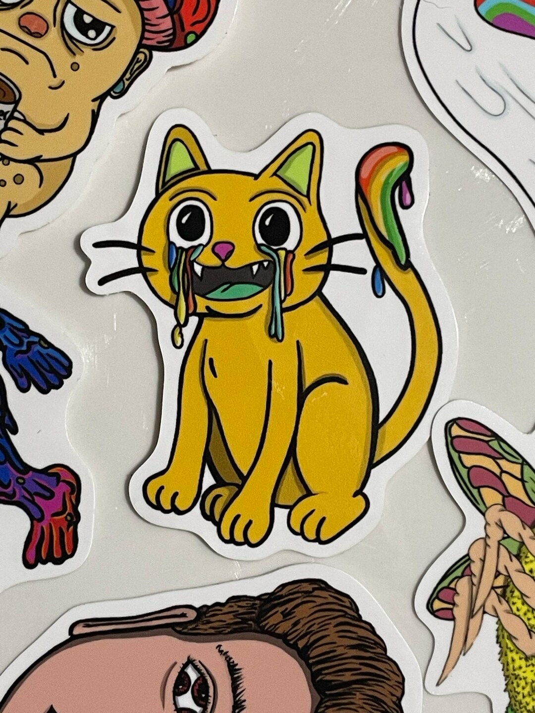 Trippy Rainbow Cat Sticker: Psychedelic Pop Surreal Vinyl Decal - Etsy