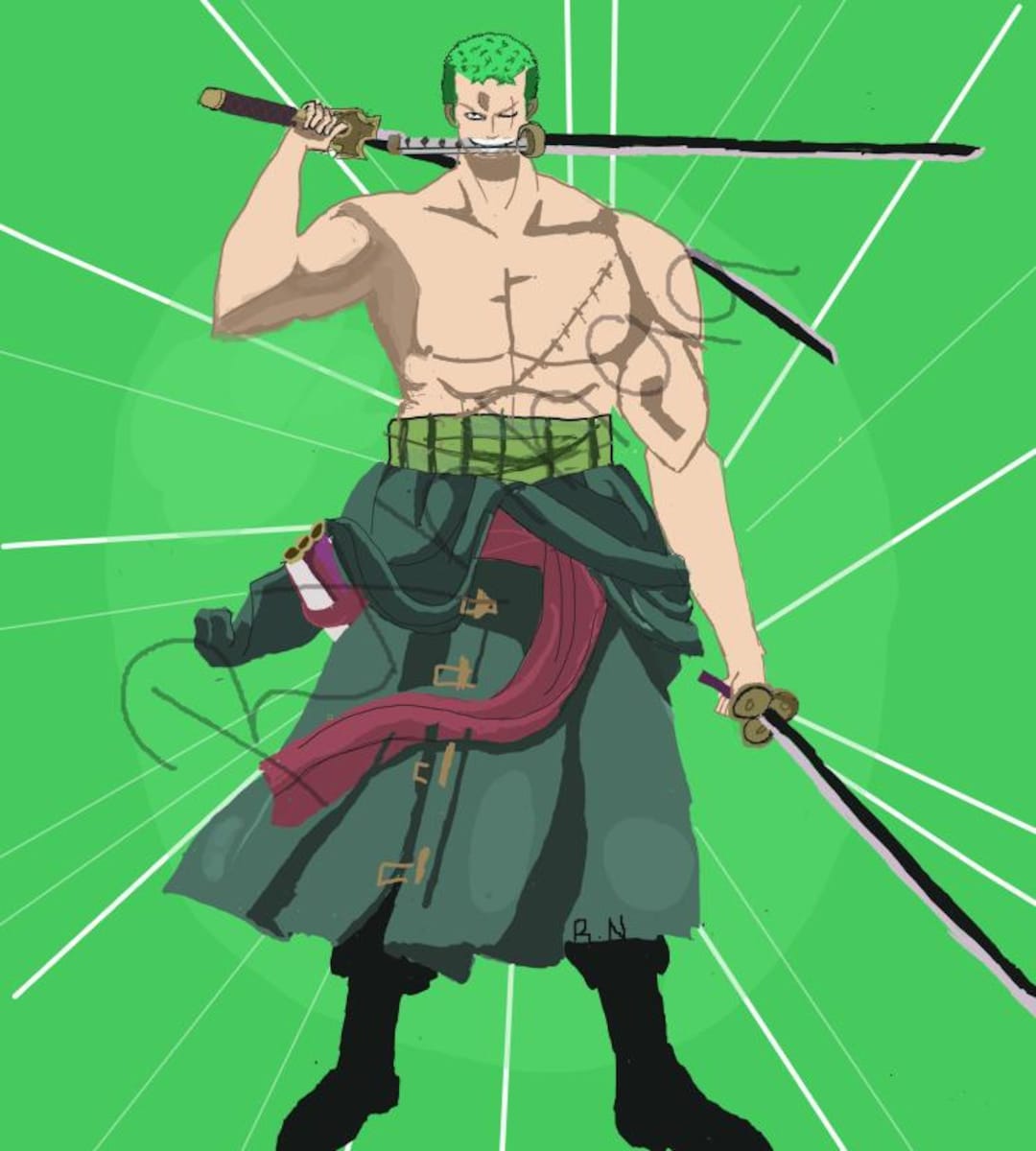 Zoro One Piece Digital Art - Etsy