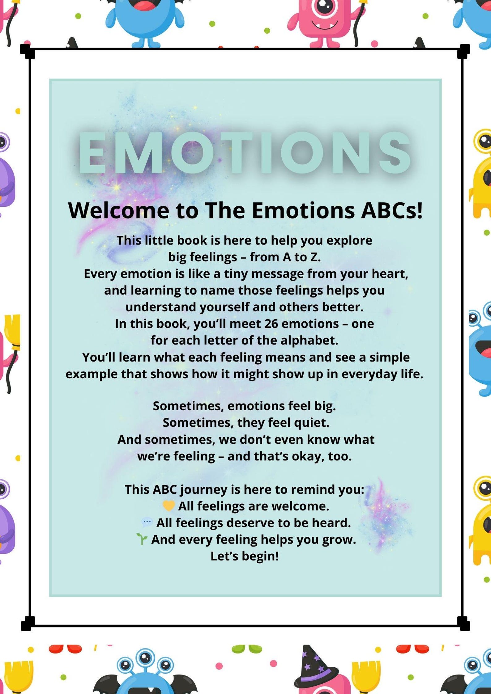 The Emotions Abcs – Printable Alphabet Book of Feelings for Kids | SEL ...