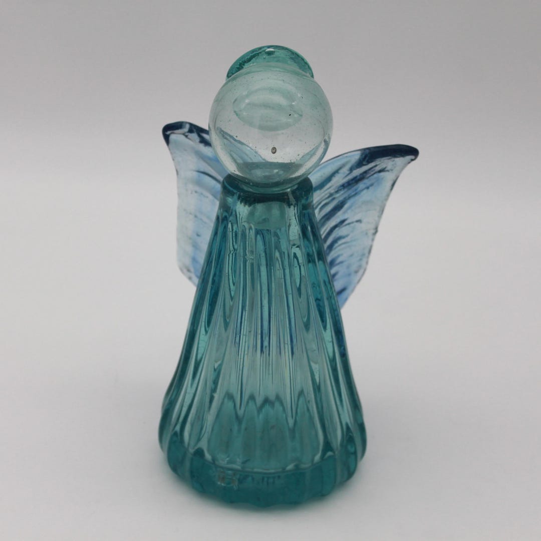 Vintage Angel Shape Blown Glass Blue Bottle Decanter Perfume OOAK - Etsy