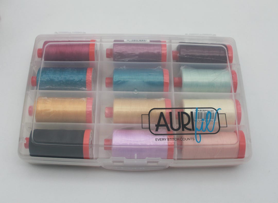 12 Aurifil Thread Large Spools 9 Sealed With Case Mako 100% Cotton Made in Italy 50/2 50wt ...