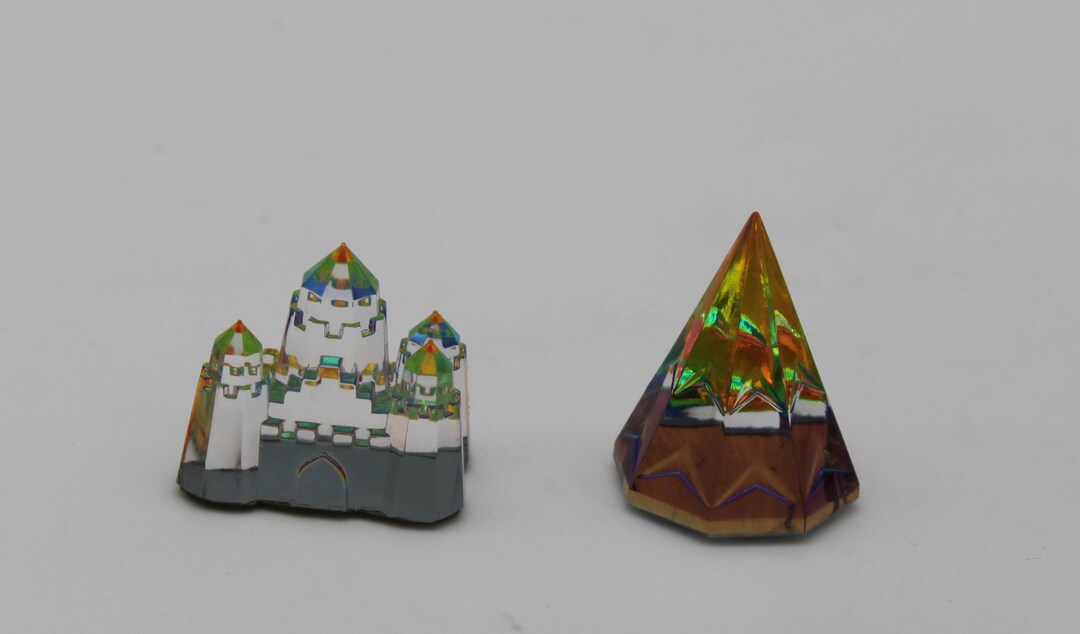 Vintage Castle and Pyramid Figurines Rainbow Iridescent - Etsy