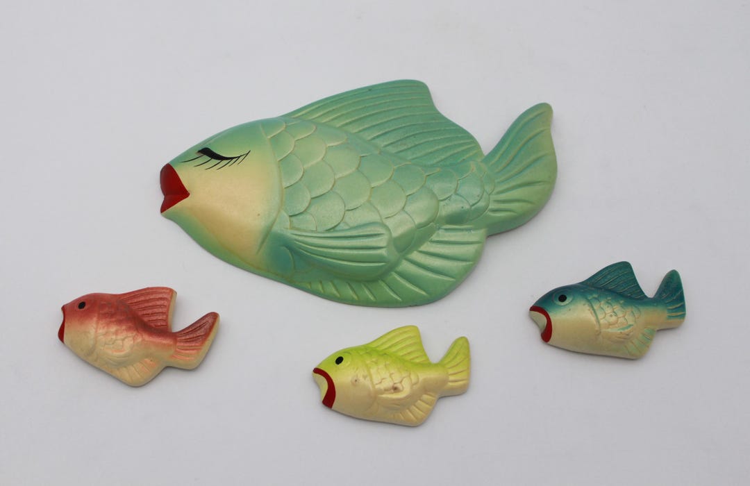 Vintage Miller Studio 4 Fish Wall Plaques 1 Large 3 Small Chalkware ...