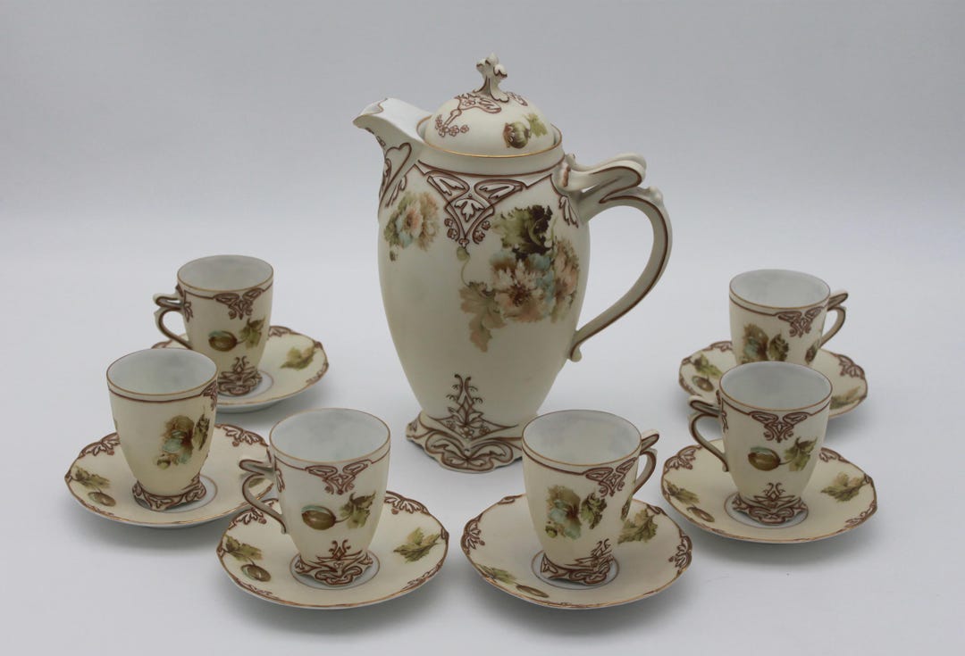 OHME Old Ivory XV Silesia Clarion Chocolate Pot Cups and Saucer Set ...