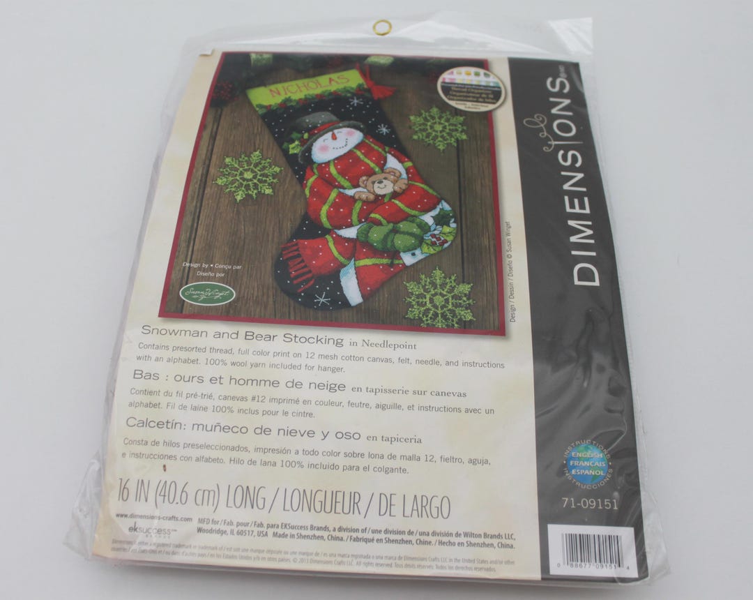 Dimensions Christmas Needlepoint Kit Snowman and Bear Stocking - Etsy