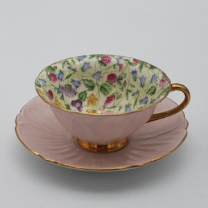 Shelley Tea Cup and Saucer Countryside Chintz Pink Oleander - Etsy