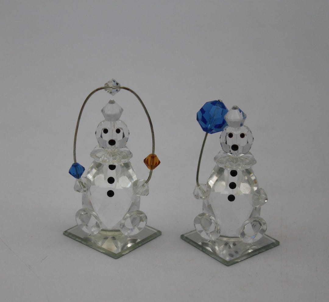 2 Iris Arc Crystal Clown Figurines on Mirror Juggling and Balloon - Etsy