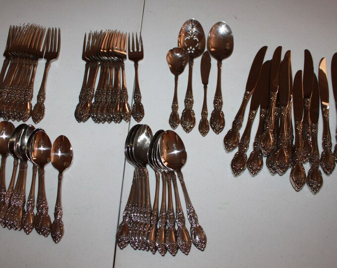 64 Pieces Oneida Stainless Flatware Wordsworth Service for 12 - Etsy