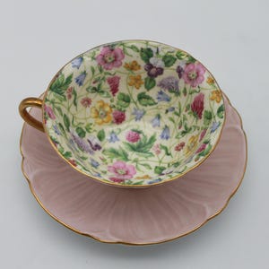Shelley Tea Cup and Saucer Countryside Chintz Pink Oleander - Etsy
