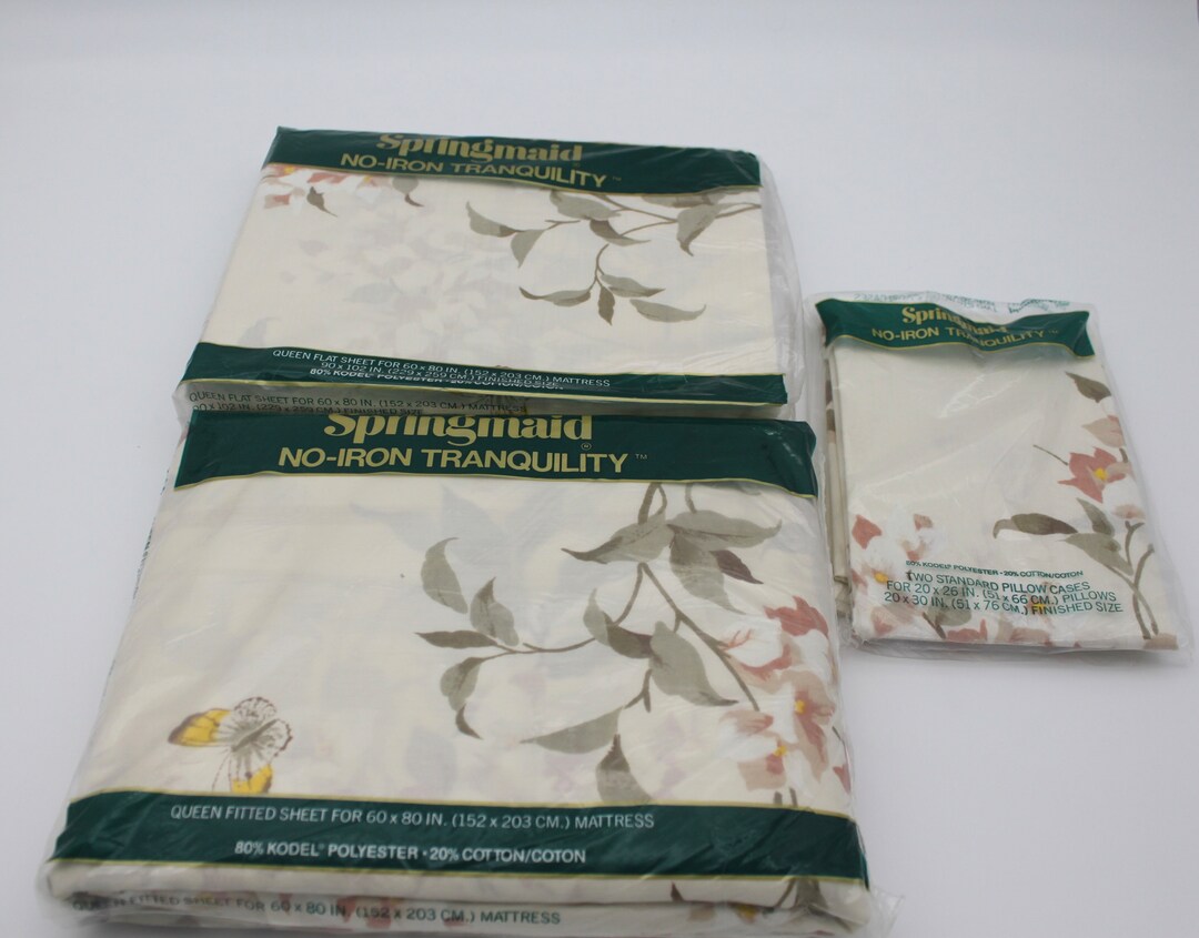 Vintage Springmaid No Iron Tranquility Queen Sheet Set Key Largo ...