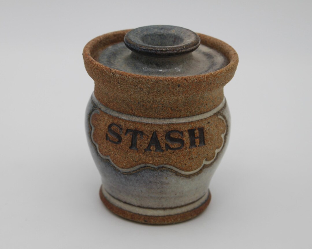 Vintage Signed Pottery Stoneware Stash Jar With Lid - Etsy