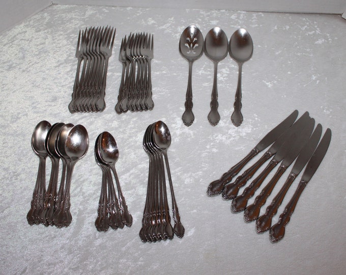 45 Pieces Oneida Stainless Flatware Dover Pattern Heirloom Cube Mark ...