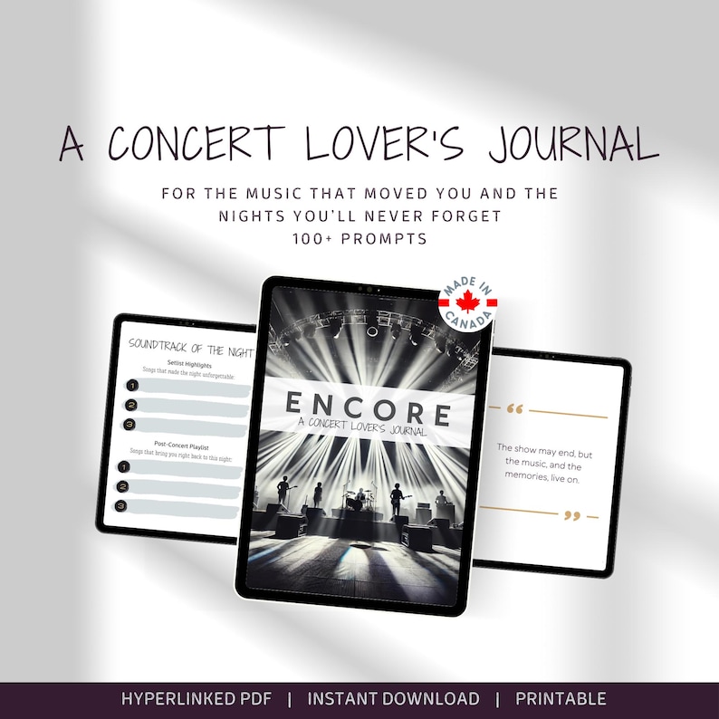 Concert Journal Printable Encore Digital Download Music Lover Gift Him ...