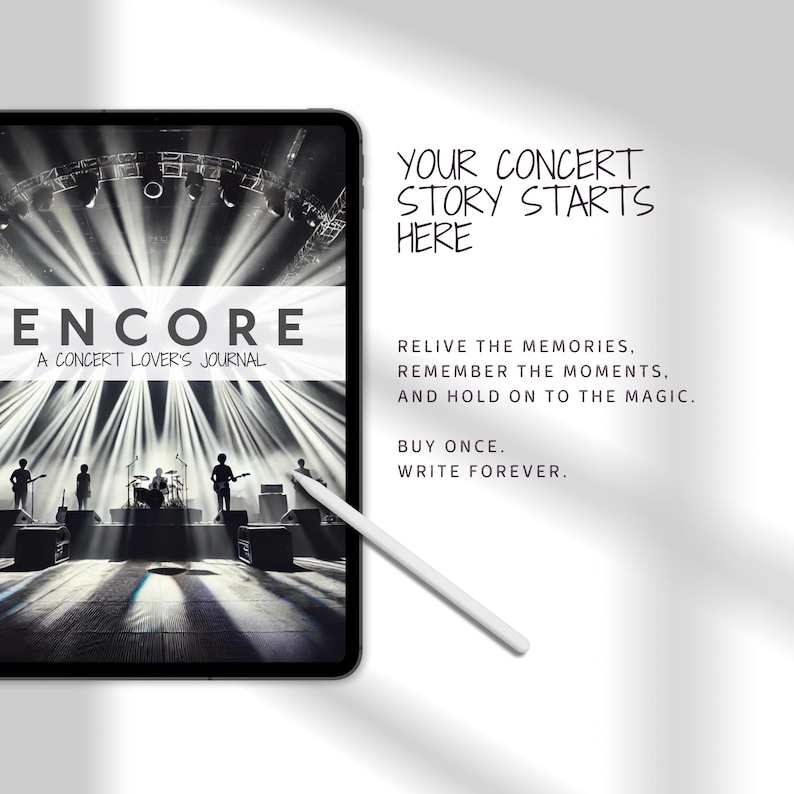 Concert Journal Printable Encore Digital Download Music Lover Gift Him ...